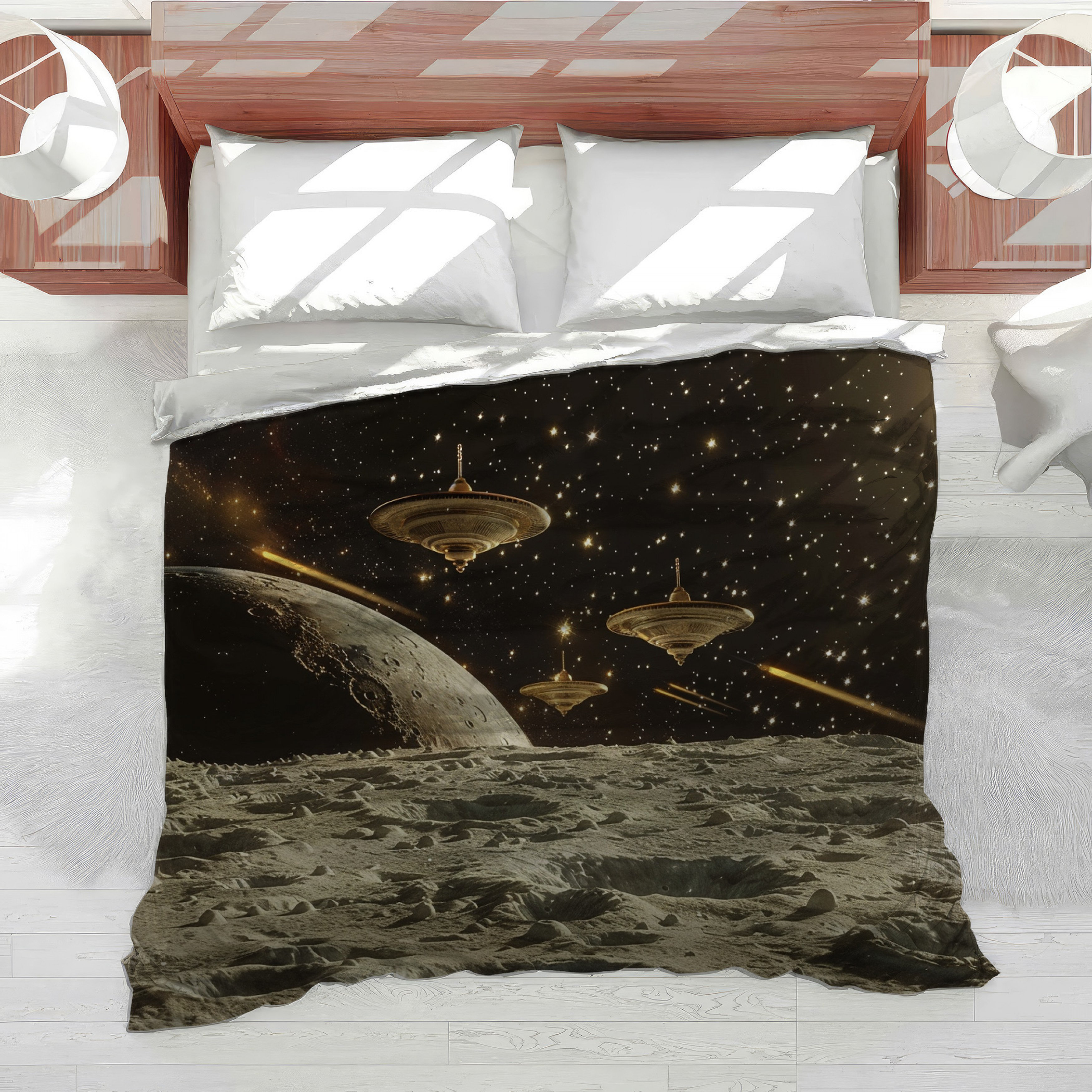 VisionDecor Spacecraft Invasion Bedding Science Fiction Duvet Cover ...