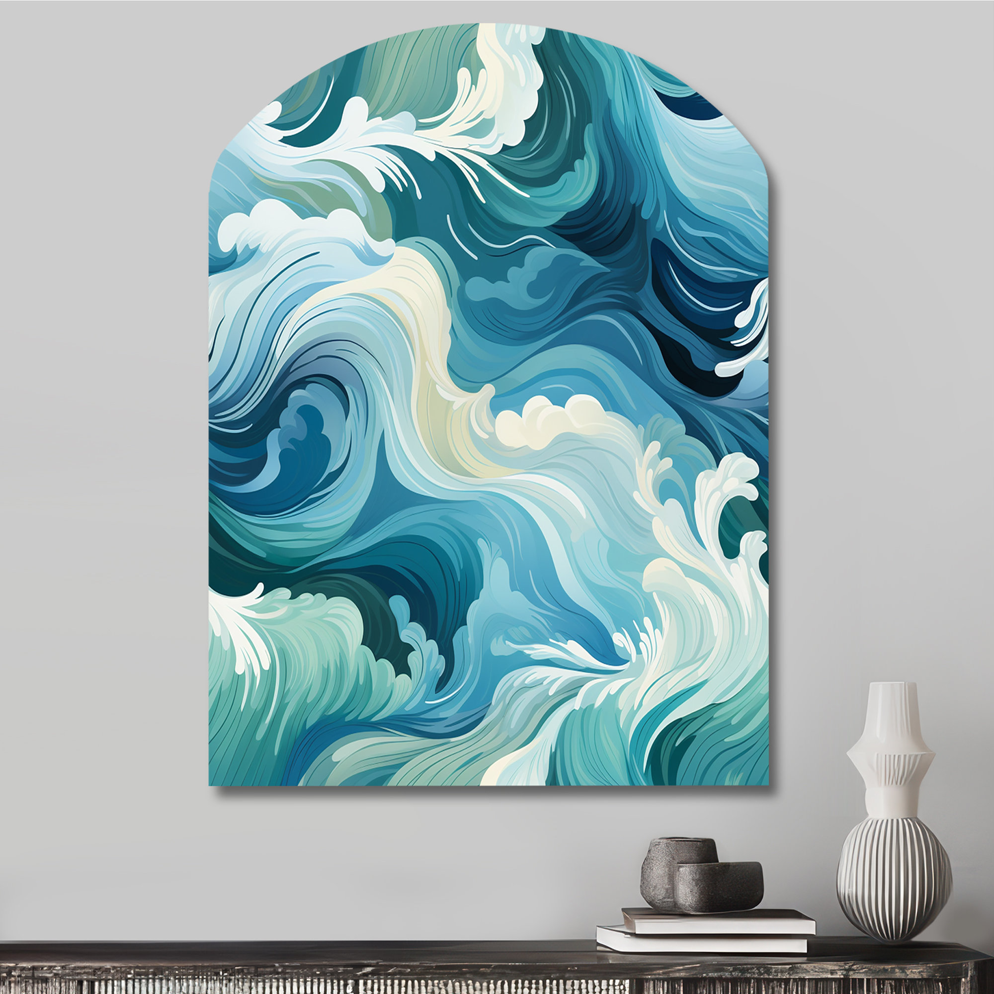 Design Art Ocean Spray - Arch coastal Metal Wall Art, Asymmetrical ...