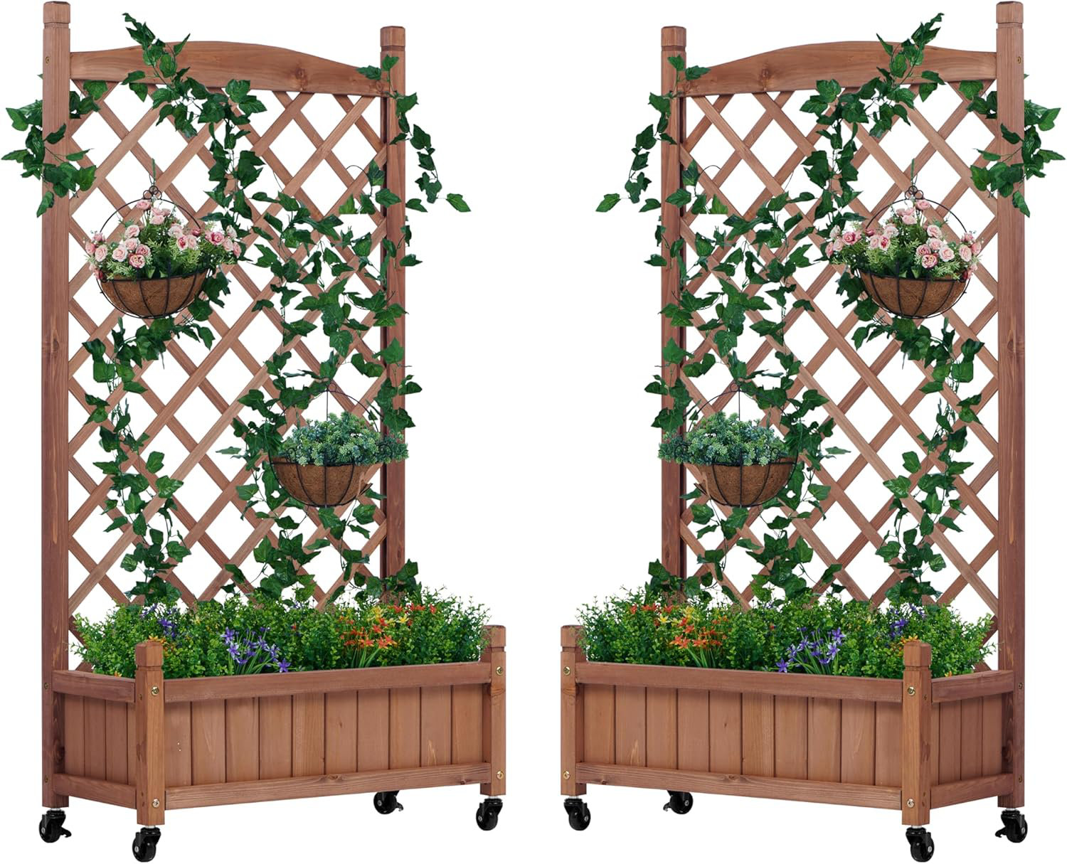 Red Barrel Studio® Raised Garden Bed With Trellis Set Of 2, Outdoor ...