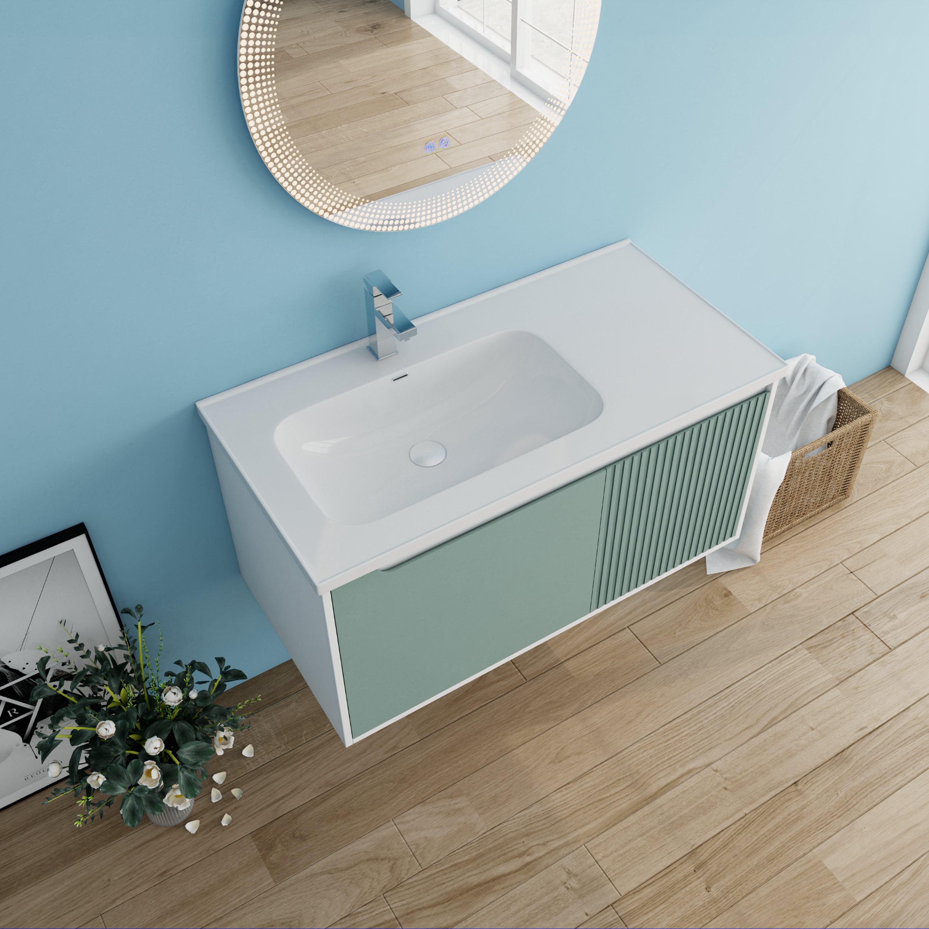 Ebern Designs Anjonette 39.6'' Single Bathroom Vanity with Ceramic Top ...
