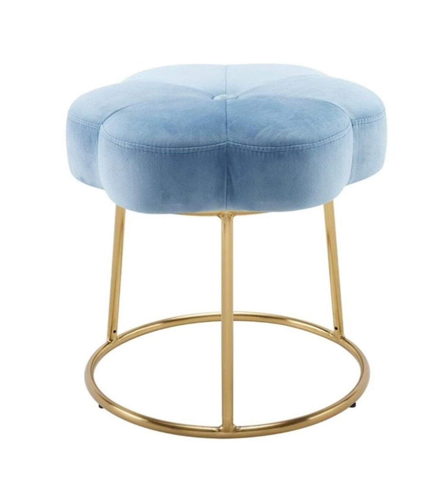 George Oliver Blue Metal-Cushioned Vanity Stool With A Comfortable ...