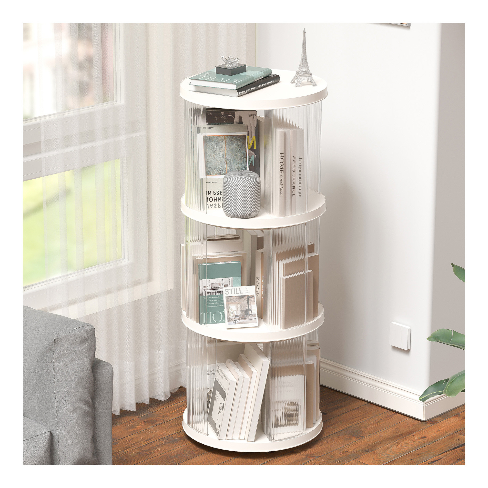 Latitude Run® Rotating Bookshelf, Small Corner Bookcase with Small ...