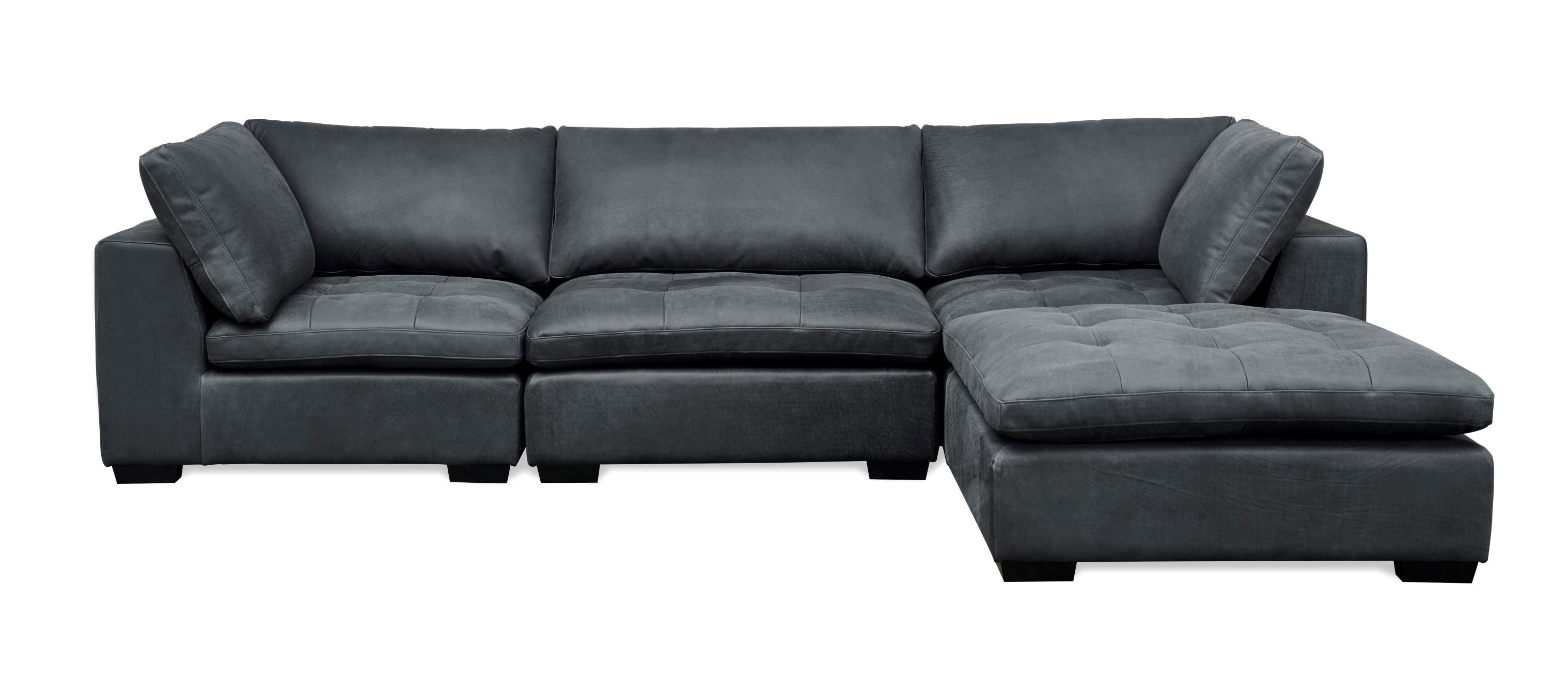 GTXR Leather Uptown 100% Top Grain Leather Sectional With Ottoman ...