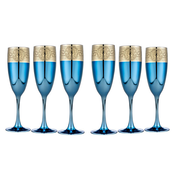 Mercer41 Sharyah 6 - Piece 5.5oz. Glass Flute Glassware Set | Wayfair