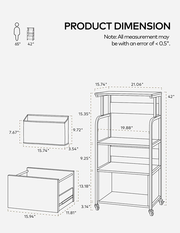 Aiho 42.13'' H x 21.06'' W Printer Stand with Wheels & Reviews | Wayfair