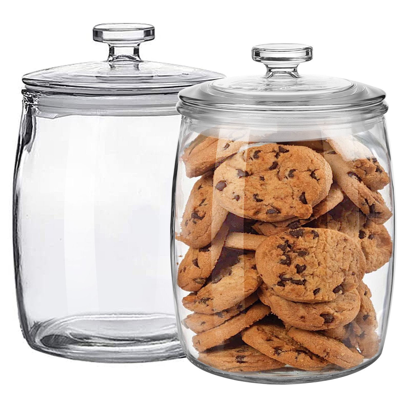 syntic 2 Pack Syntic 0.5 Gal Cookie Jars Glass Hill Jar with Lids ...