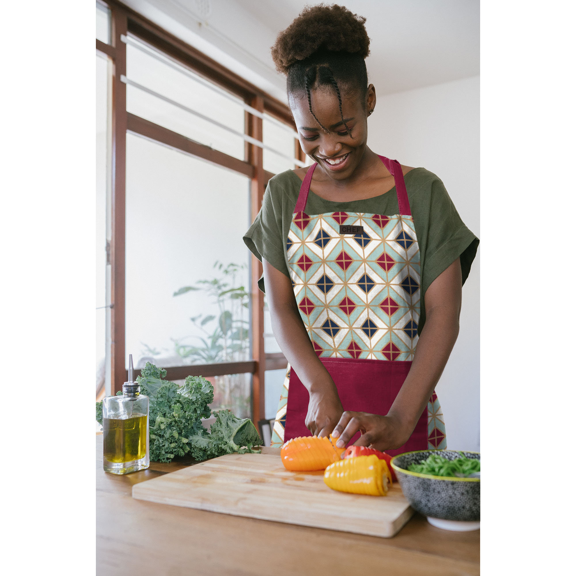 Evideco Geometric Cotton Apron Sets | Wayfair