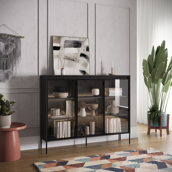 Brayden Studio Amerion Console Display Cabinet with Lighting | Wayfair ...