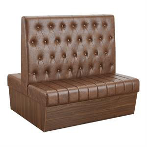 ERF, Inc. Double Booth with Melamine Frame, Button Tufted Vinyl Back ...