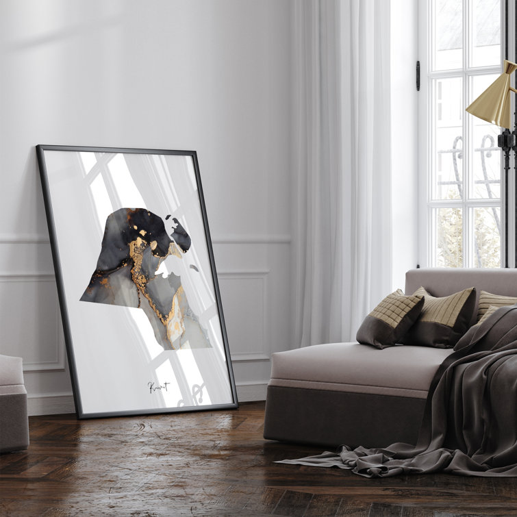 Fairmont Park Kuwait Map Black & Gold Wall Art Decor | Wayfair.co.uk