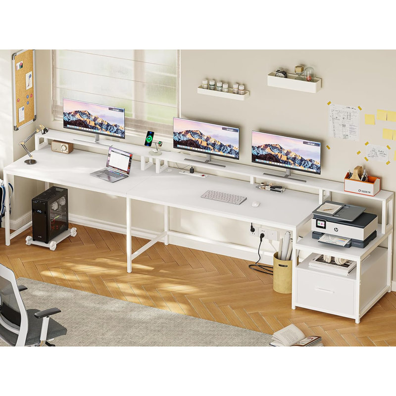 Latitude Run® Molineux L-Shape Desk with Built in Outlets & Reviews ...