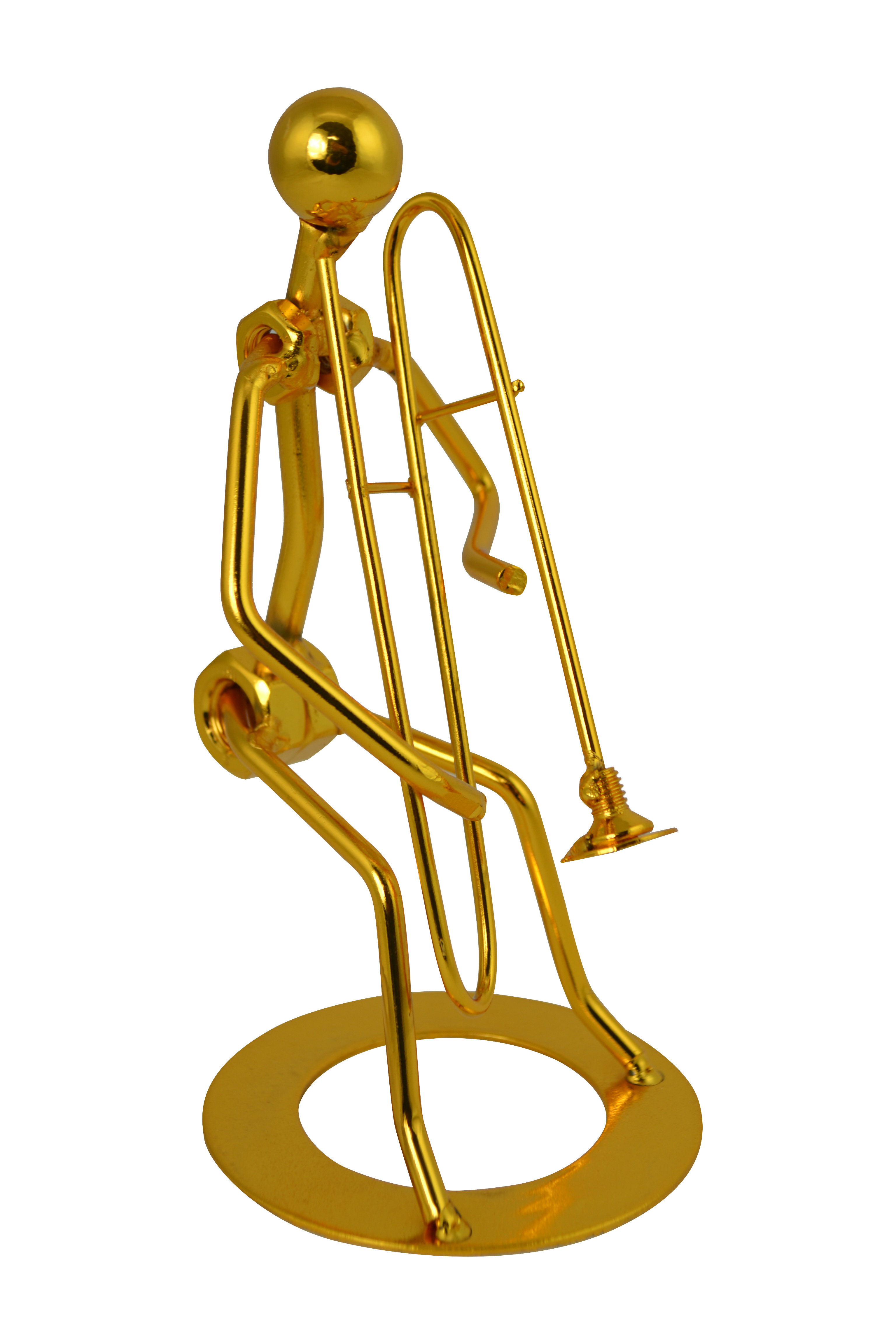 Three Star Im/Ex Inc. 7" Gold Metal Trombone Player Figurine | Wayfair
