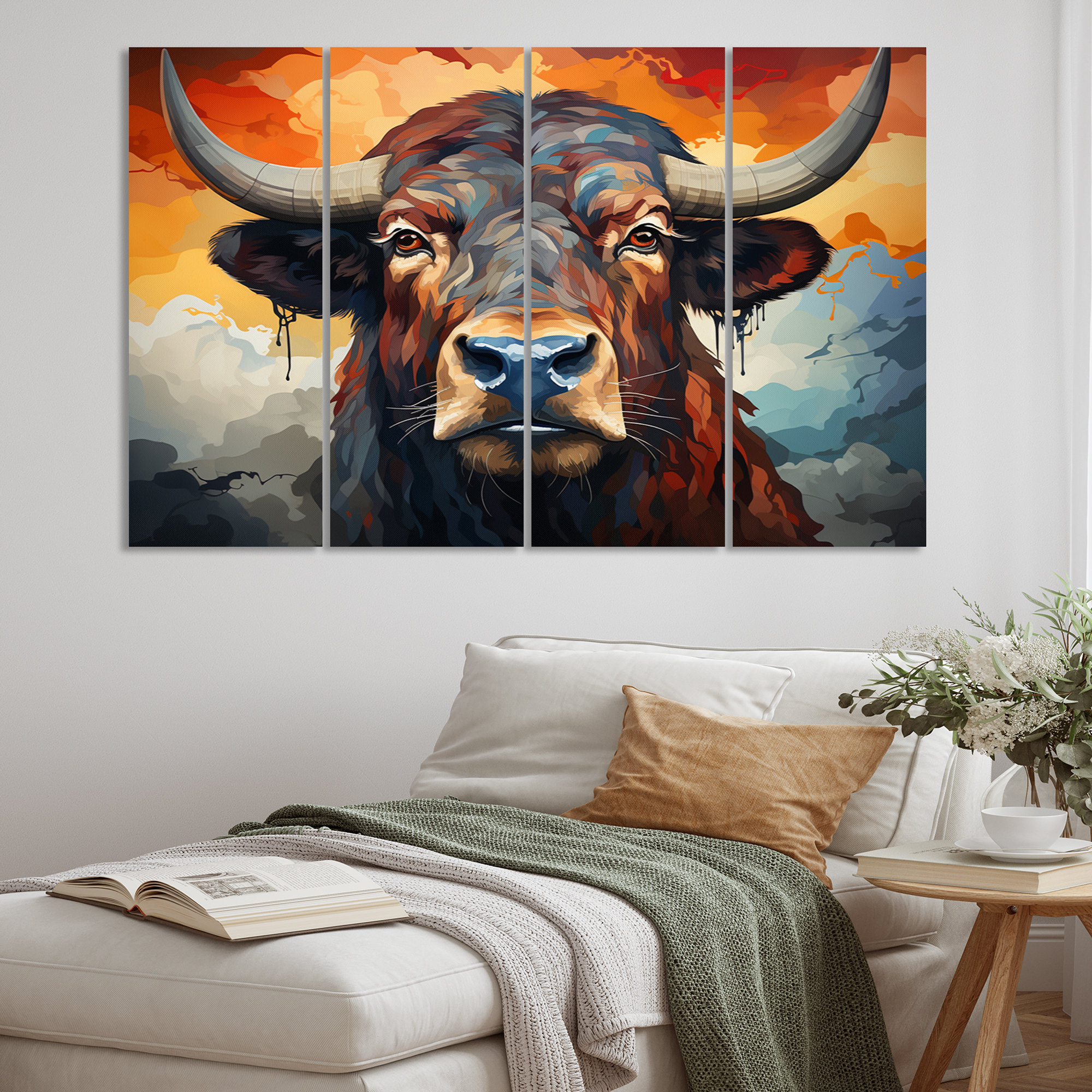 Design Art Buffalo Majestic Bison Geometric - Animals Metal Wall Art ...