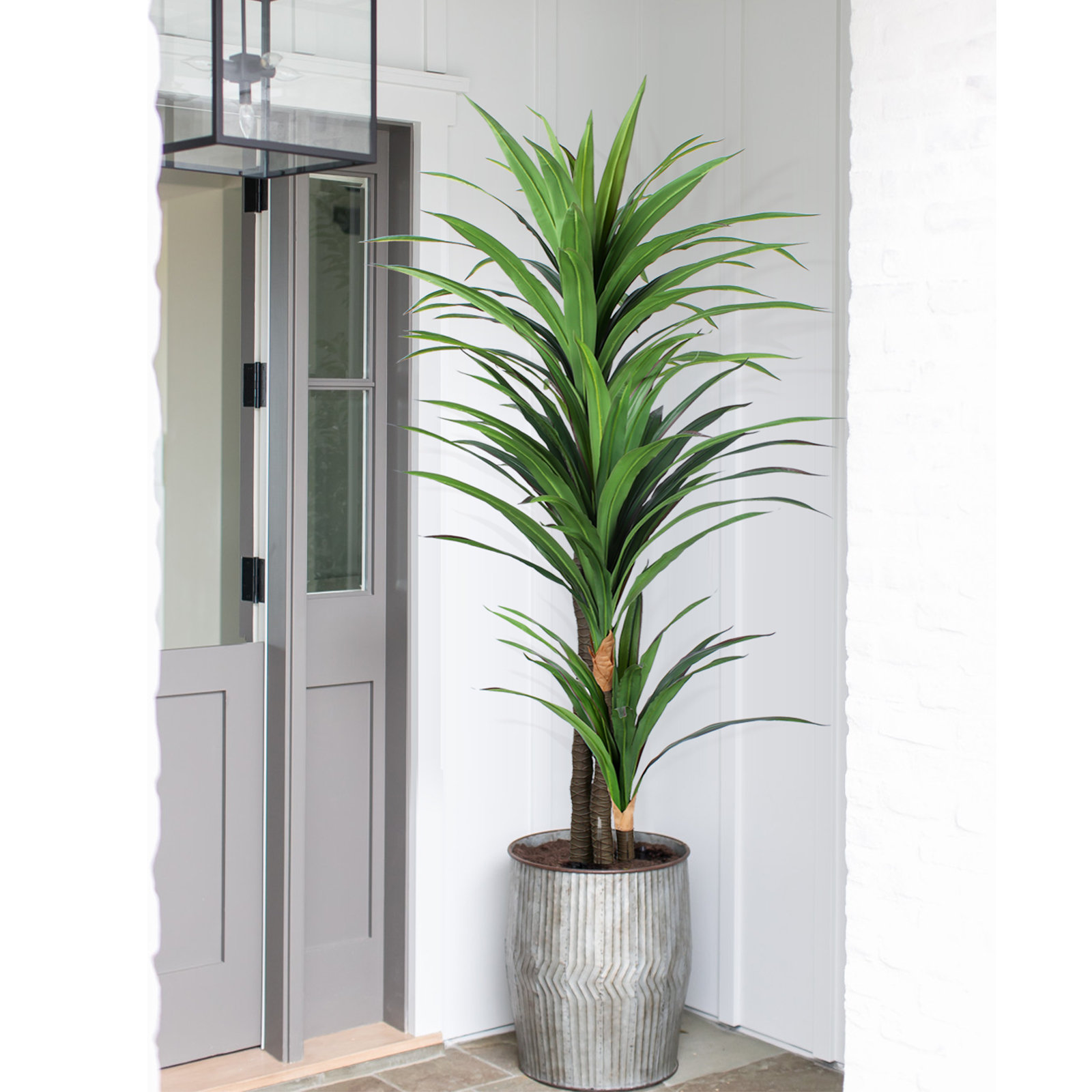 Primrue Artificial Tree 78.74'' Faux Yucca Plant in Black Plastic Pot ...