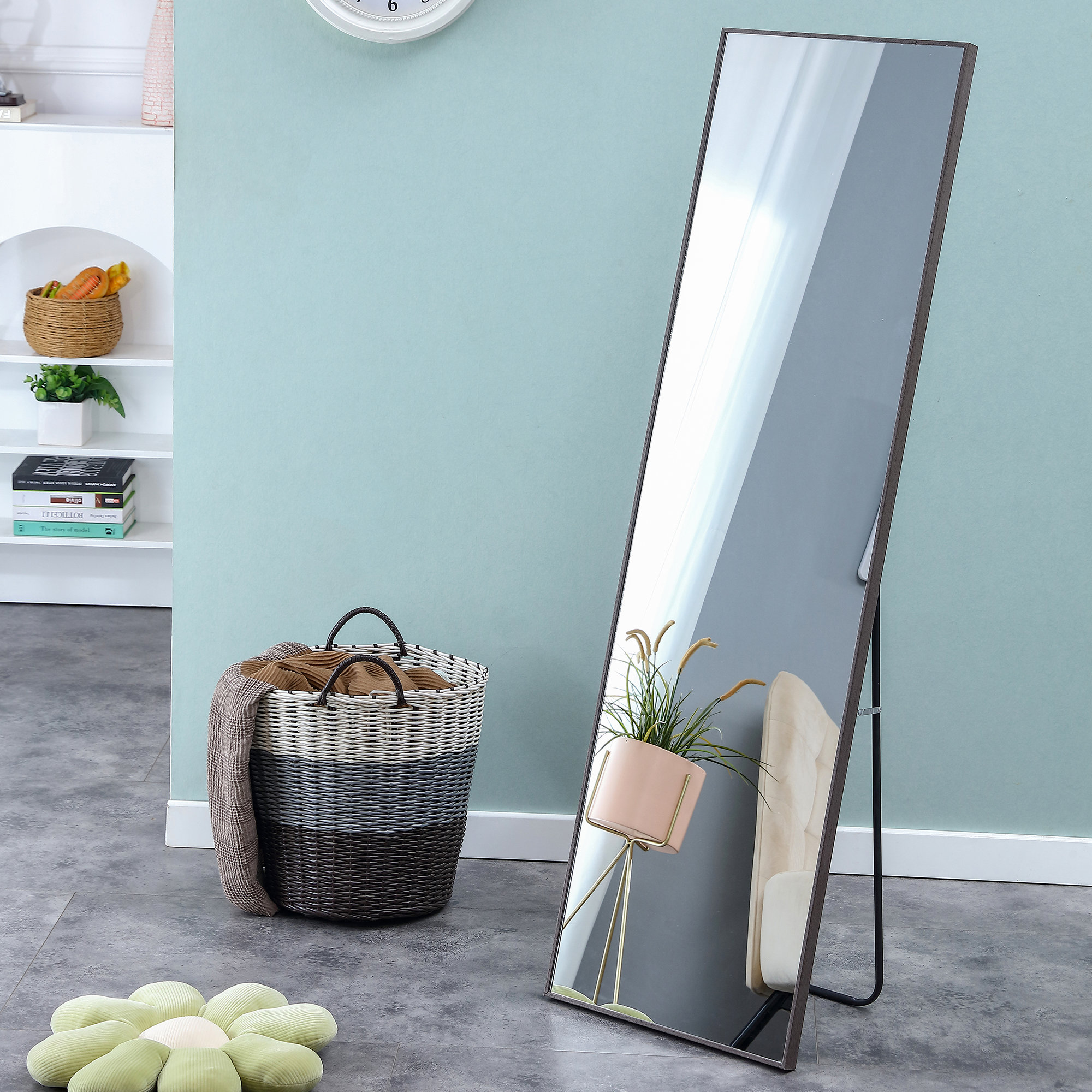 Ebern Designs Solid Wood Frame Full Length Mirror,Standing Mirror Full ...