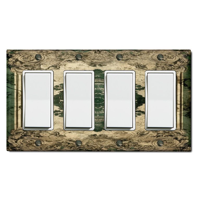 WorldAcc Metal Light Switch Plate Outlet Cover (Elegant Biege Damask ...