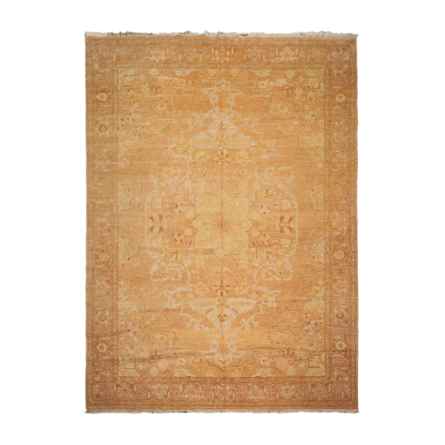 Oriental Rug of Houston Handmade Hand-Knotted Wool Pale Peach/Tan Rug ...