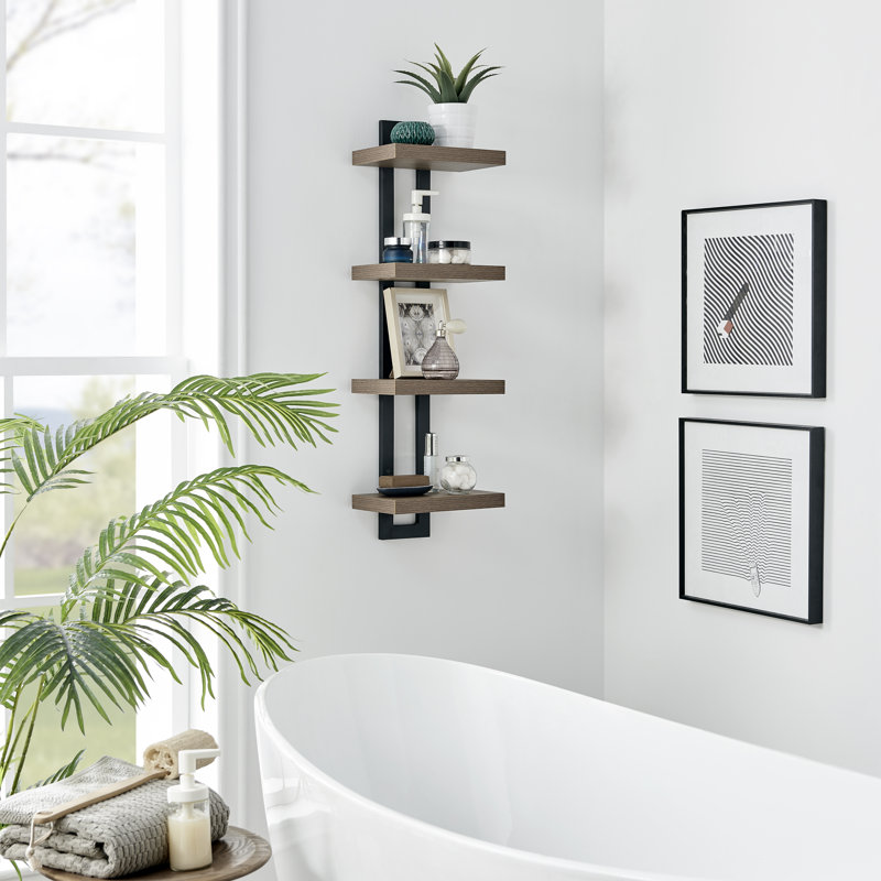 Ebern Designs Monya Slim 4-Tier Floating Wall Shelf & Reviews | Wayfair