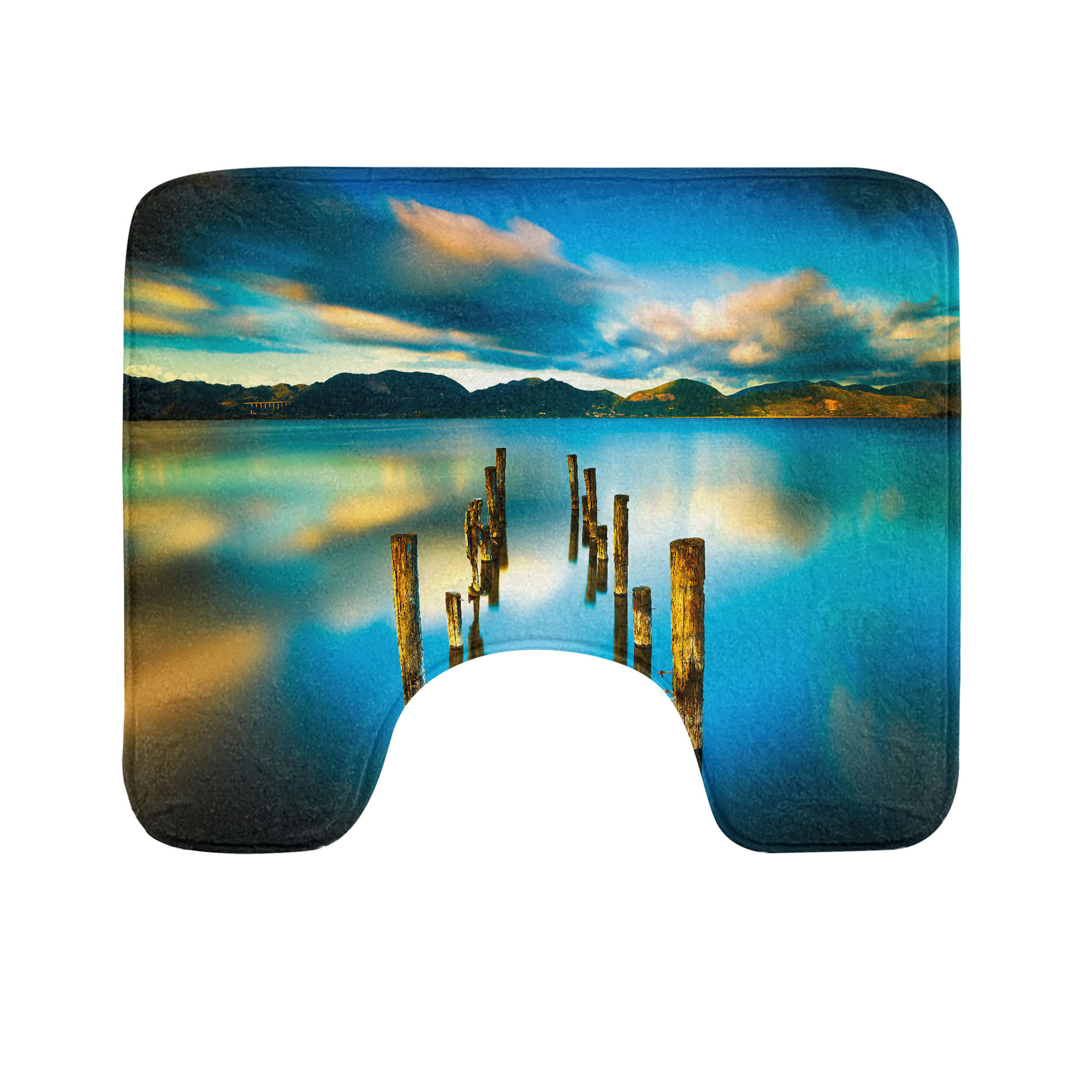 East Urban Home Turquoise Toilet Mat U-Shape Bathroom Rug 20" Turquoise ...