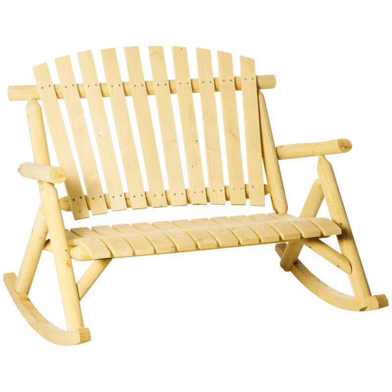 Beachcrest Home™ Double Wooden Porch Rocking Bench | Wayfair