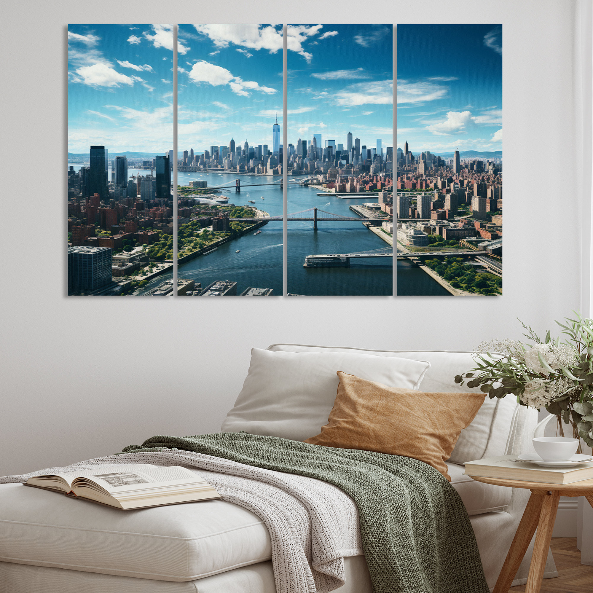 Design Art Cityscape Of Nyc Usa I - Cityscapes Canvas Wall Art - 4 ...