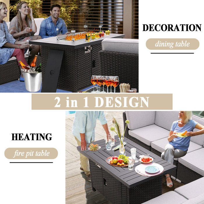 Latitude Run® Damera 24.2'' H x 46'' W Aluminum Propane Outdoor Fire ...