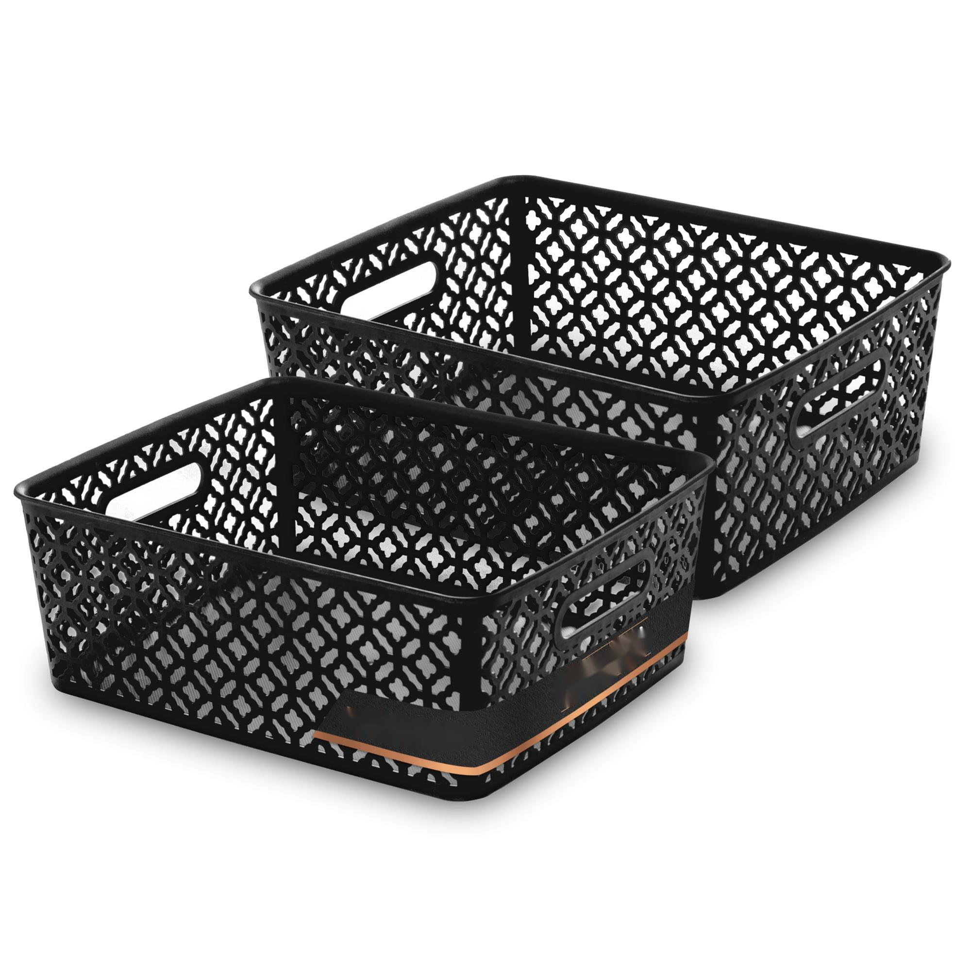 Latitude Run® Plastic Storage Baskets, Large - Black , Multi-Use ...