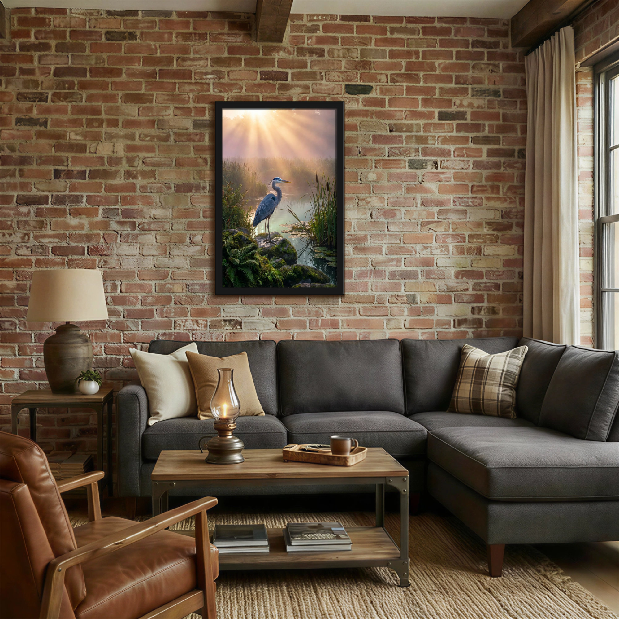 Winston Porter Animals Sunrise Heron Water Reed Nature Landscape Art ...