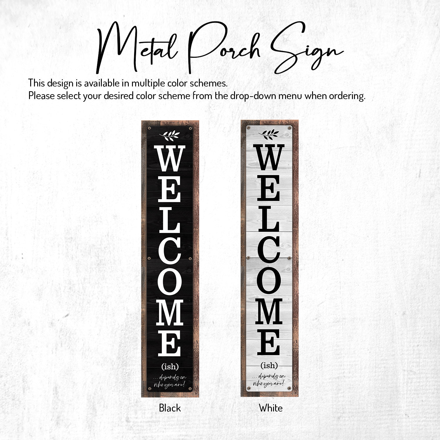 Winston Porter " Welcome-ish - Dark Wood - Framed Sun-Protected Metal ...