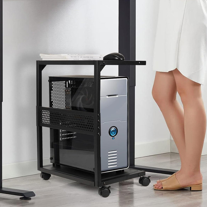 AMIZOY PC Stand Computer Tower Stand 2-Tier Metal CPU Stand with ...