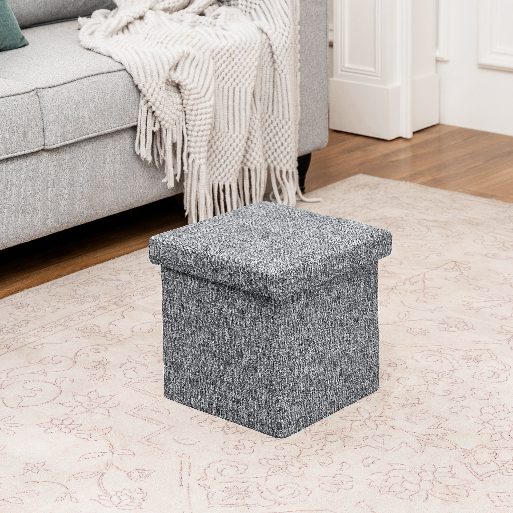 Ebern Designs Cube Storage Ottoman With Tray - Wayfair Canada