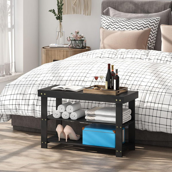 Lark Manor™ Bamboo Three-Tier Shoe Rack Entryway Bench, High Quality ...