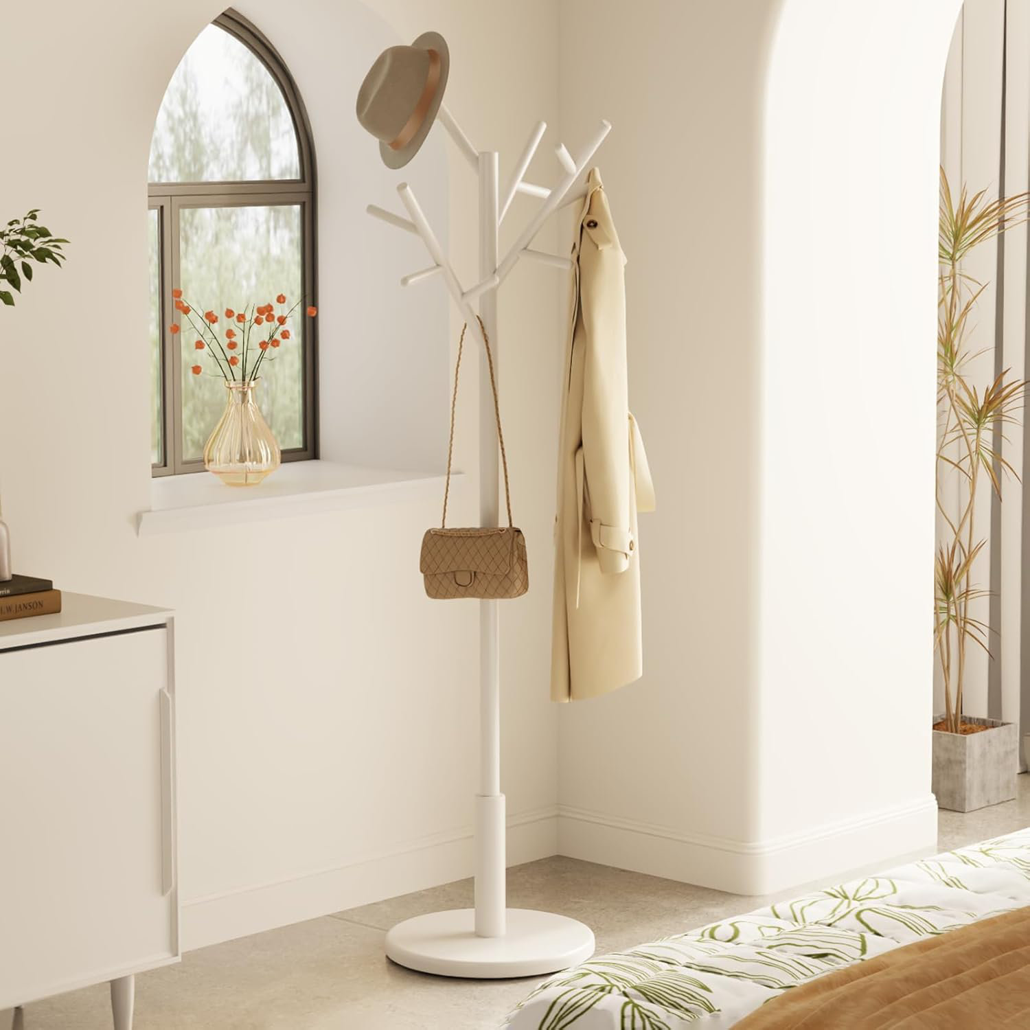 Ebern Designs Coat Rack, Solid Wood Coat Rack Independent, With 12 ...