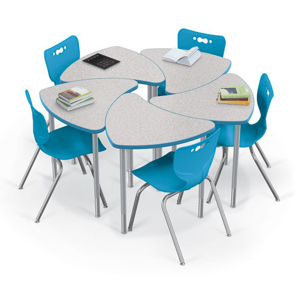 MooreCo 5 Student Hierarchy Chevron Collaborative Student Desk and ...
