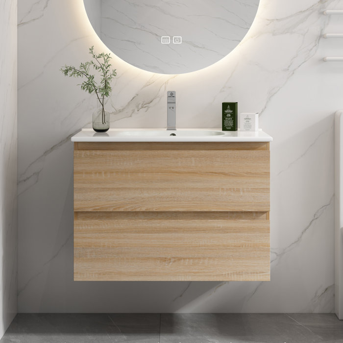 Latitude Run® Streamline 30" Wall-Mounted Single Bathroom Vanity Set ...