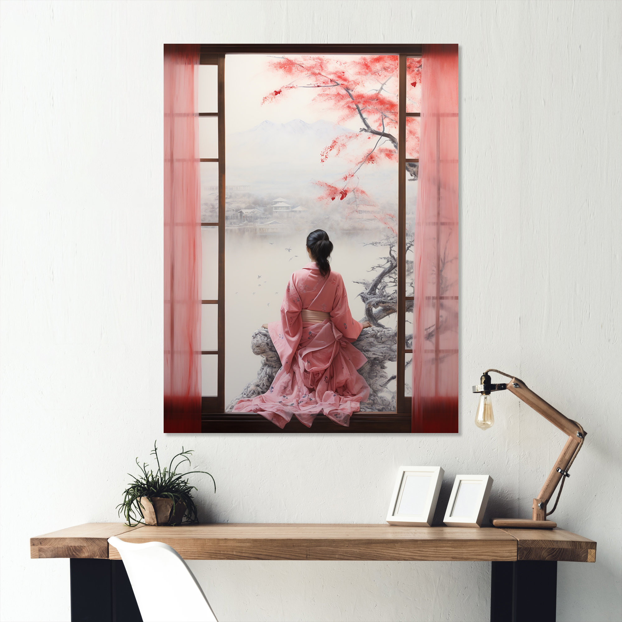 Lark Manor™ Pink Japan Window View Woman II - Japan Metal Wall Art ...
