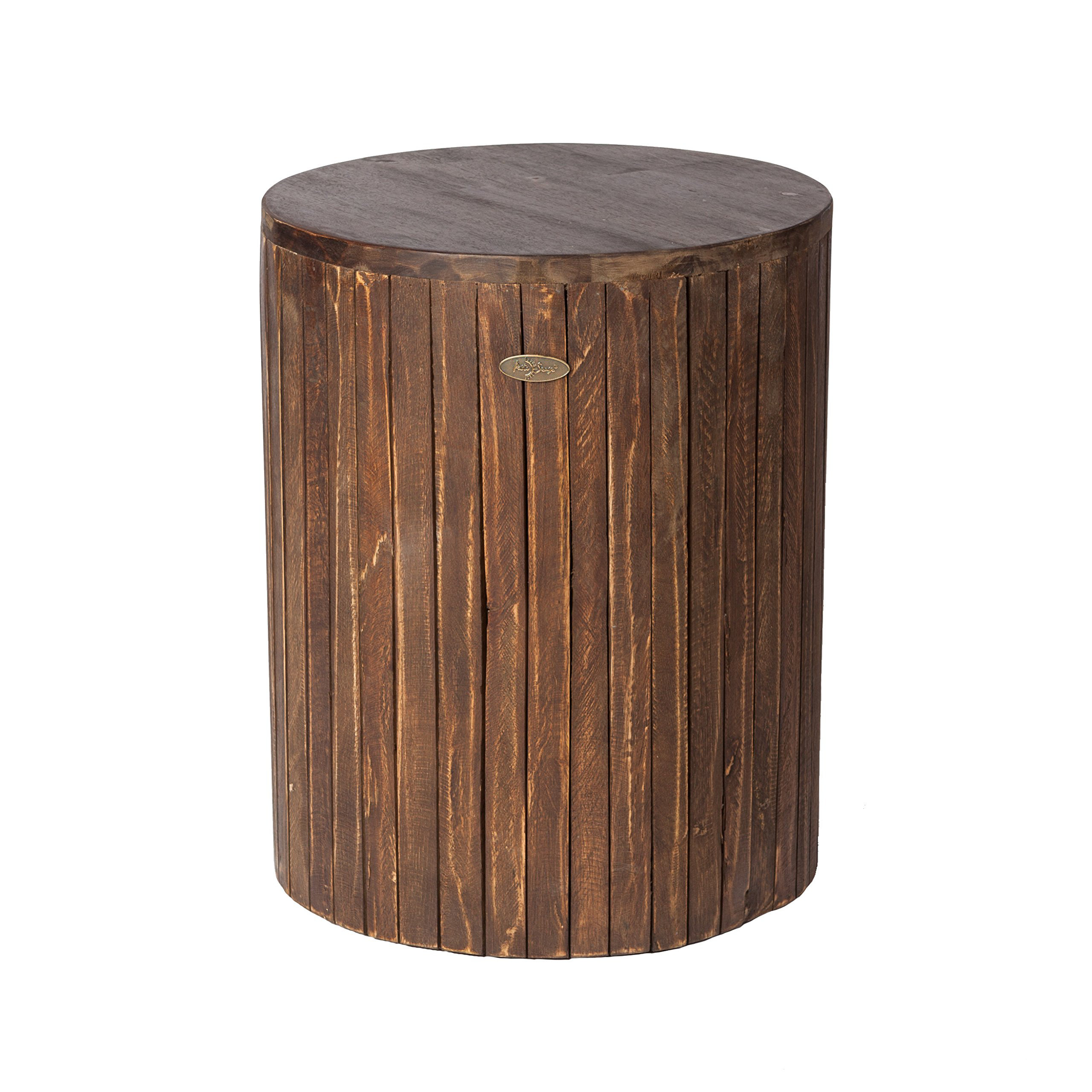 Millwood Pines Rustic Round Garden Stool - Wood Outdoor Seating, End ...