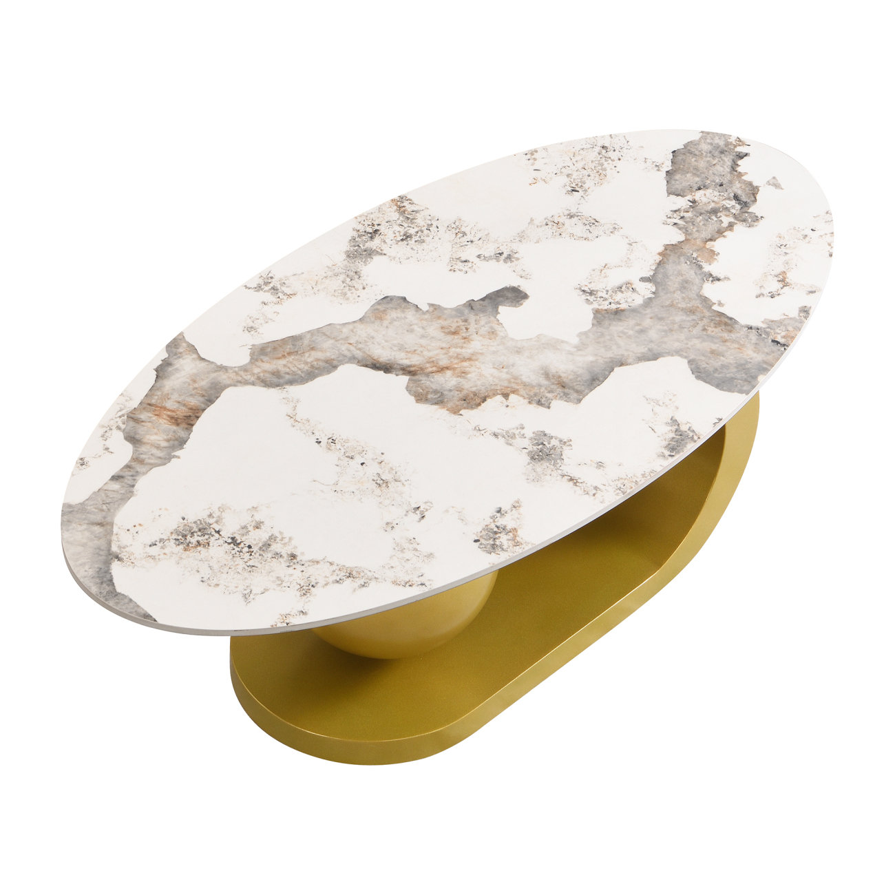 Everly Quinn Modern Oval Coffee Table For Living Room, Marble Pattern ...