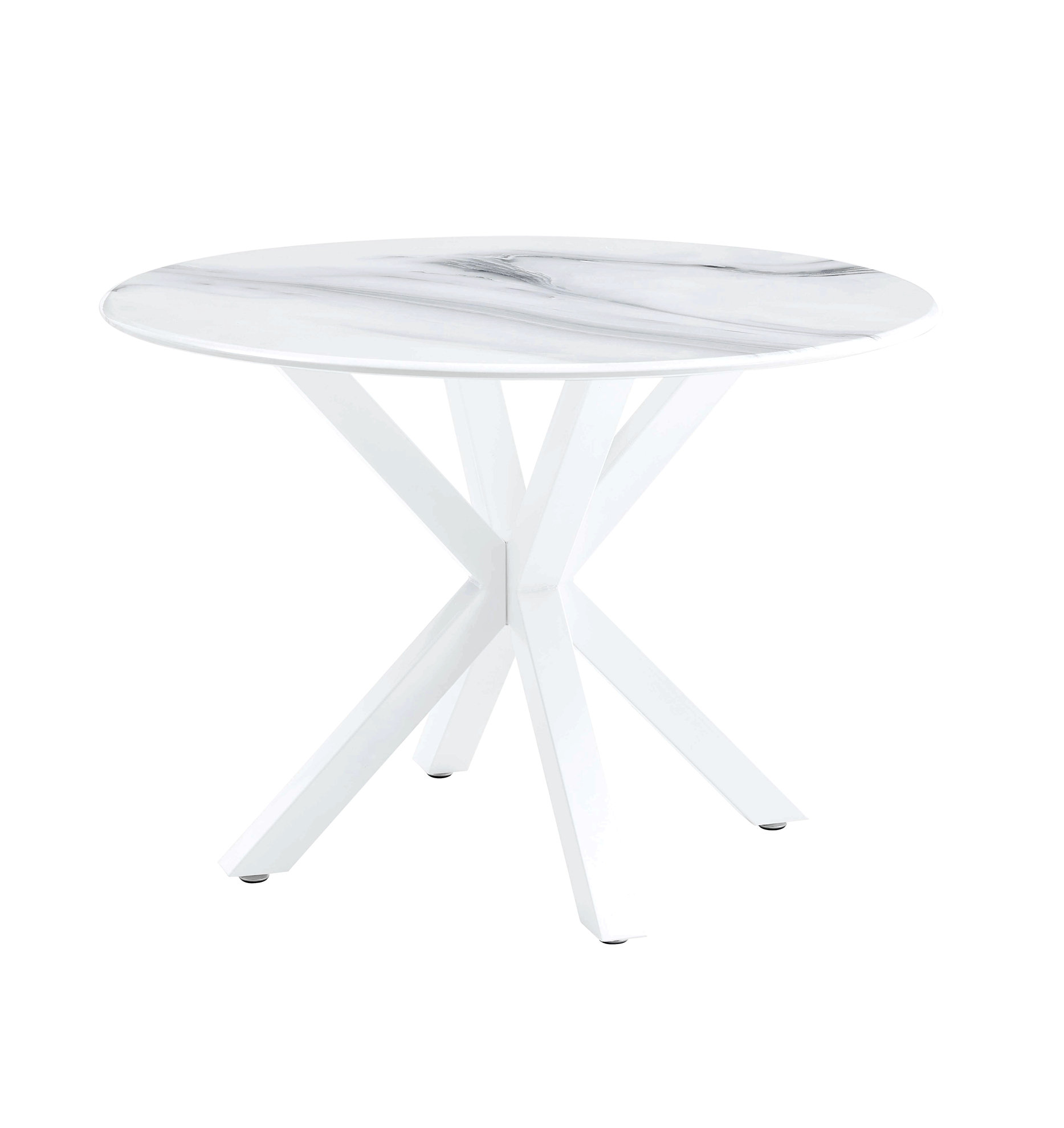 Ivy Bronx Mid-Century 42.1" White Round Table - Cross Leg Pedestal ...