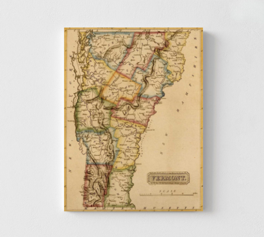 WeFrameArt Vermont 1817 By Vintage Maps, Historical US House Decor, USA ...