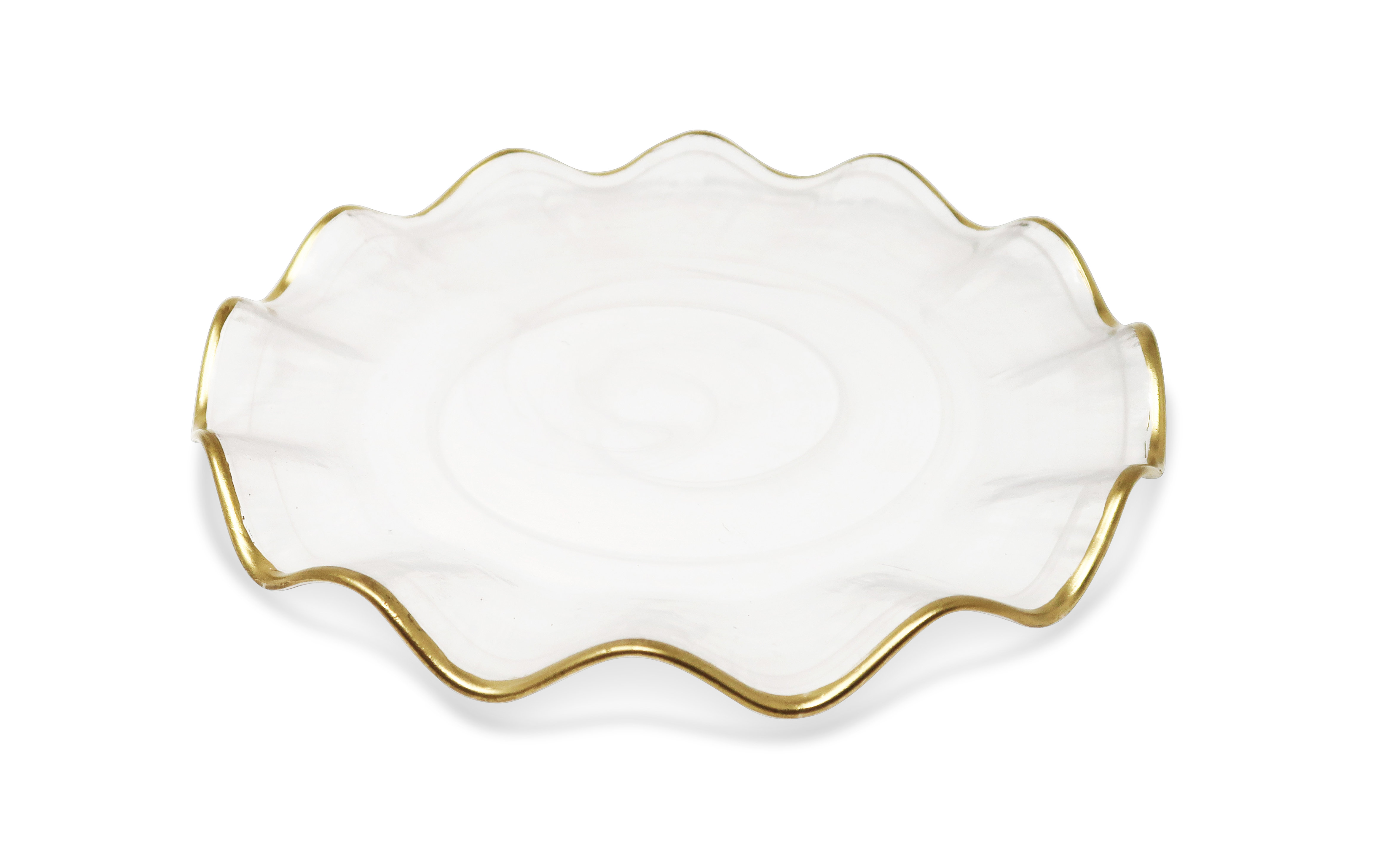 House of Hampton® White Alabaster Salad Plates with Gold Ruffled Border ...