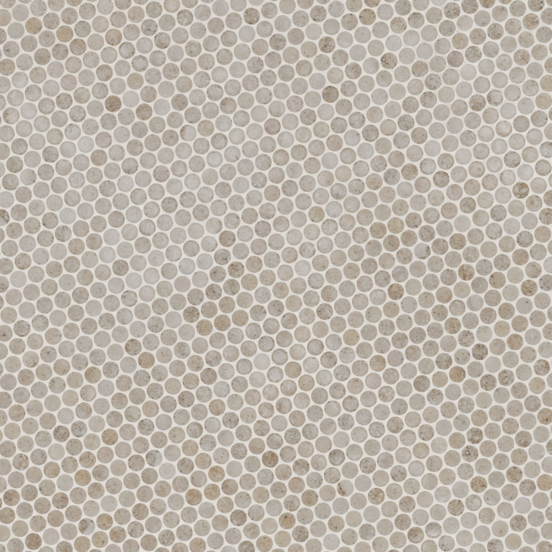 Ackland Calico Round 11 in. x 13 in. Matte Porcelain Mosaic Floor and ...