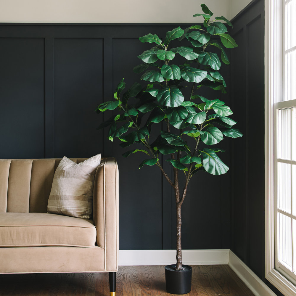 Primrue Faux Fiddle Leaf Fig tree 4 Branches in Pot & Reviews | Wayfair