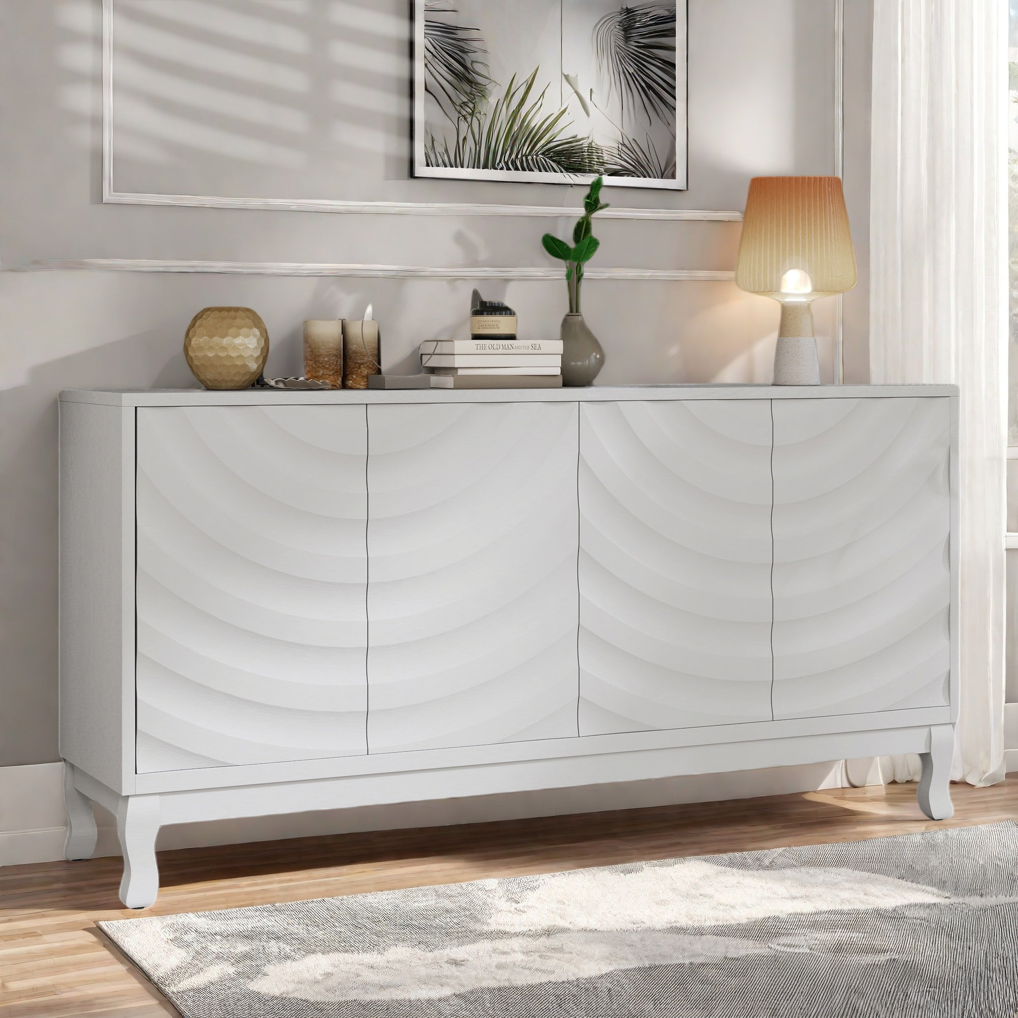 Charlton Home® Elegant Four-door Sideboard With Sophisticated Wavy ...