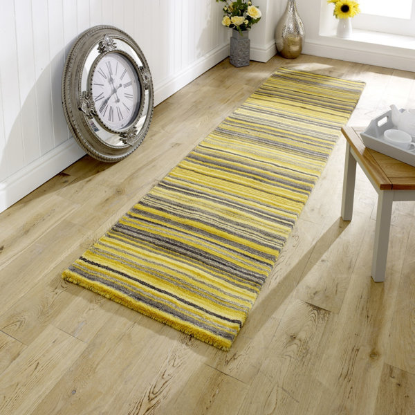 Sol 27 Outdoor Tarren Handwoven Wool Yellow Striped Area Rug & Reviews ...