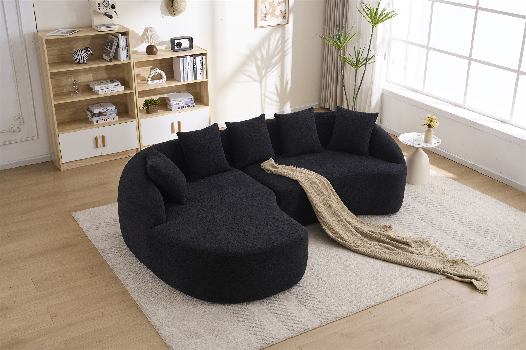 Latitude Run® Compression L-Shape Sectional Sofa With Curved Chaise ...