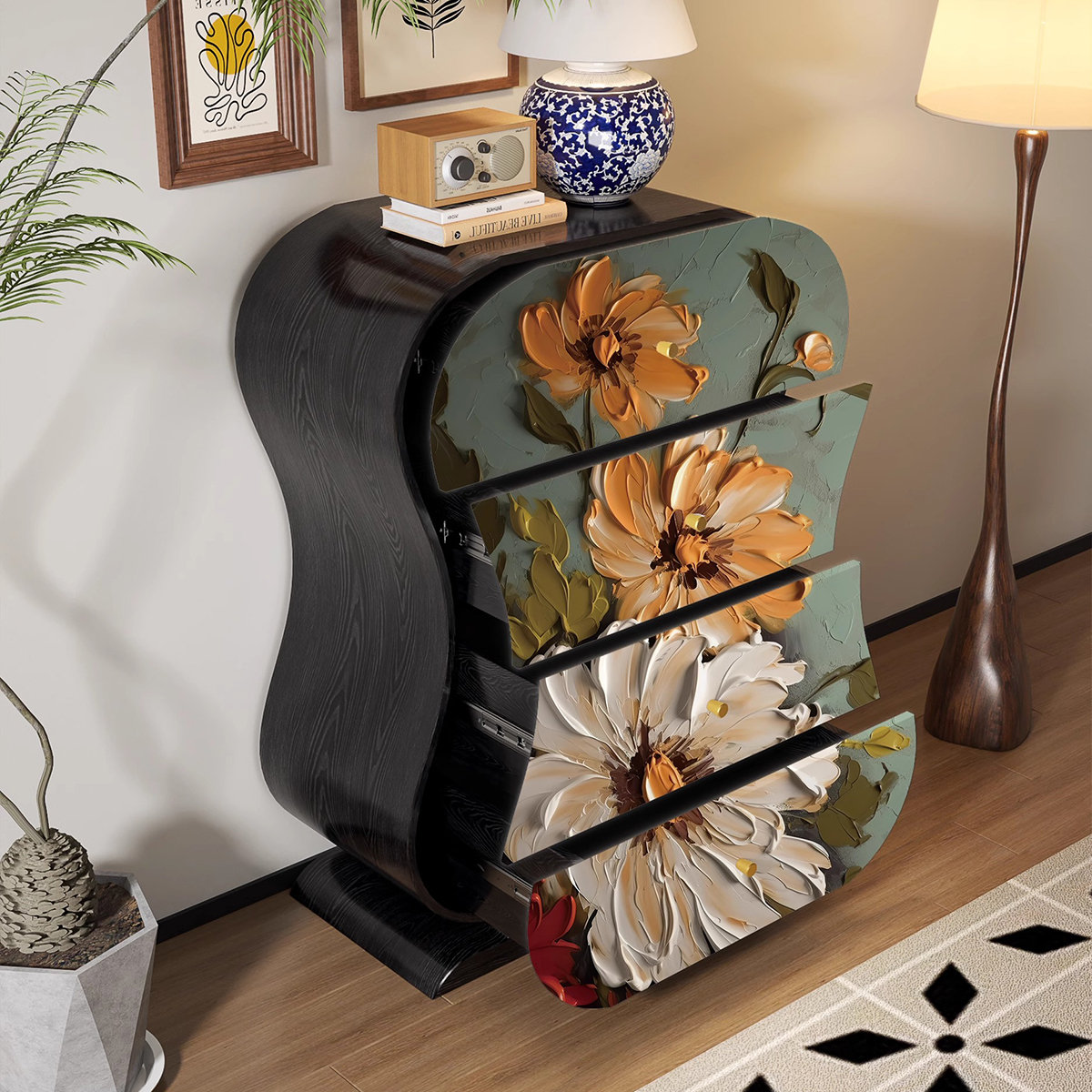 East Urban Home Home drawers storage cabinet art decor cabinet | Wayfair
