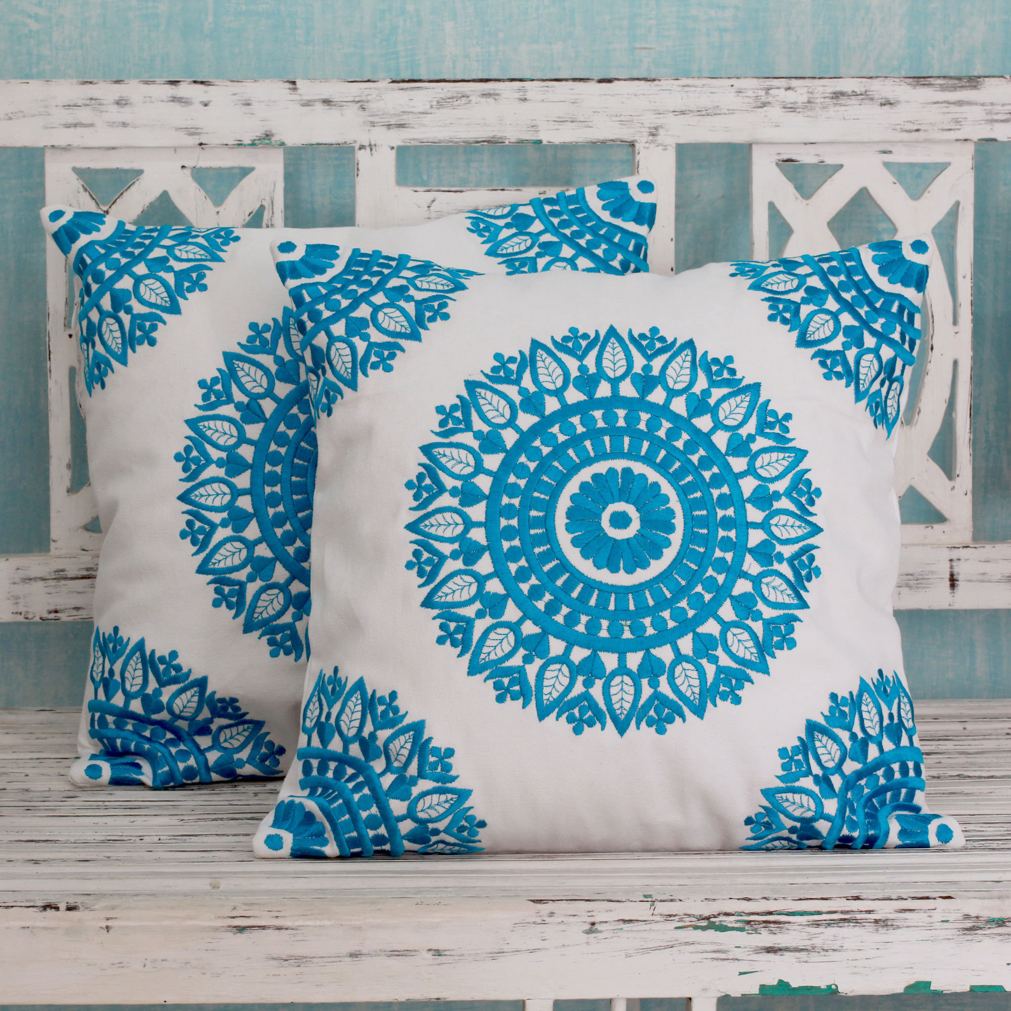 Novica Mandalas Embroidered Cotton Pillow Cover | Wayfair