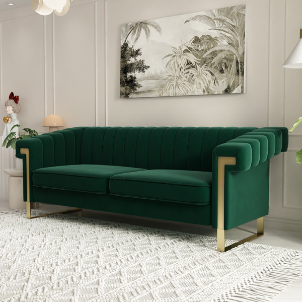 Mercer41 Kevionna 83.86" Velvet Square Arm Sofa "& Reviews" | Wayfair