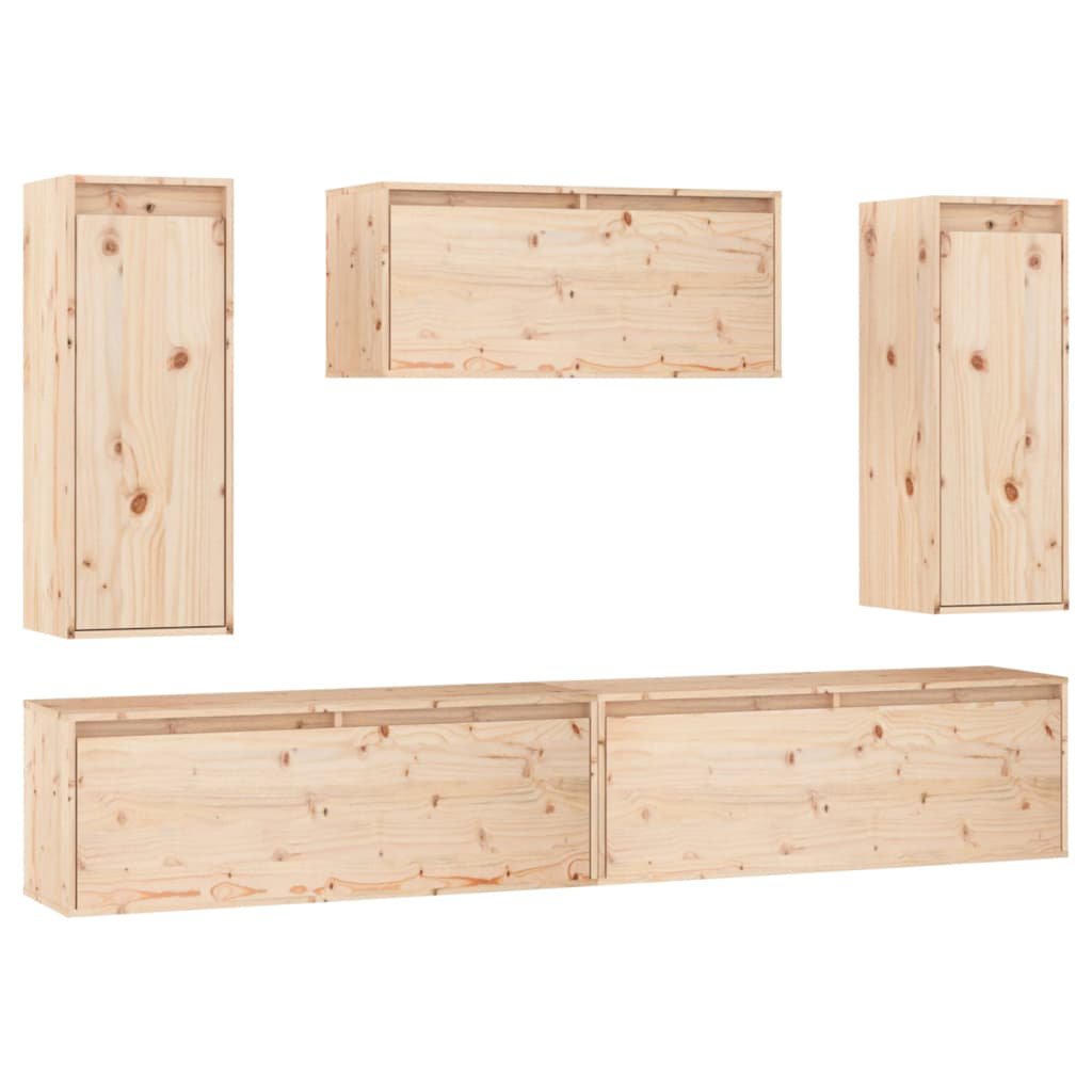 Gracie Oaks TV Stands 5 Pcs Solid Wood Pine | Wayfair